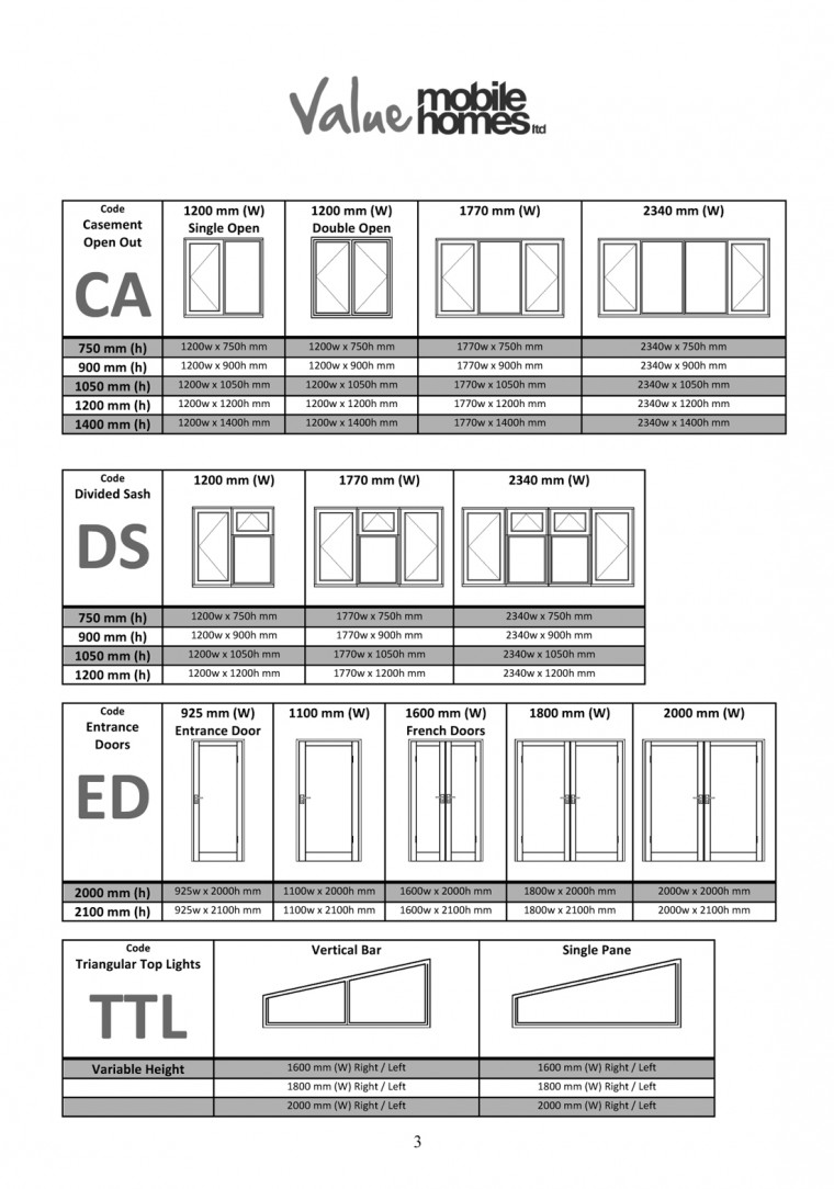 SPECIFICATION – WINDOWS CHARTS - Value Mobile Homes